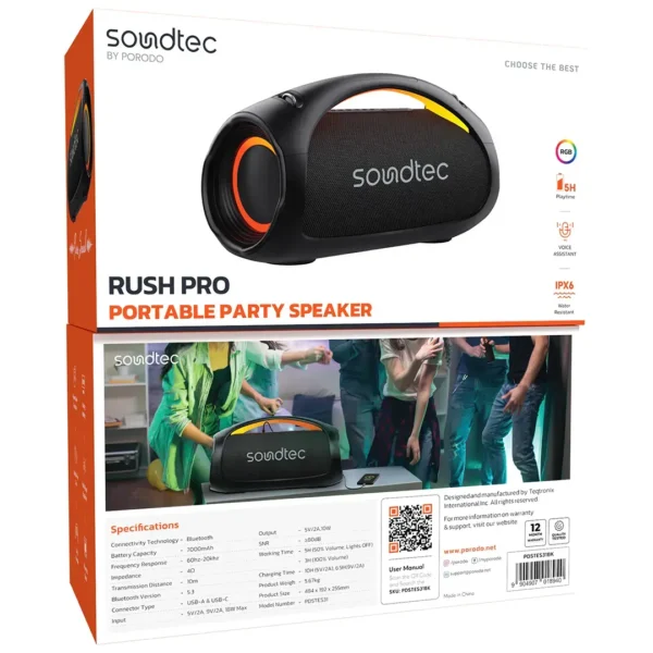 اسپیکر پرودو ساندتک مدل Porodo Soundtec Rush Pro Portable Party Speaker